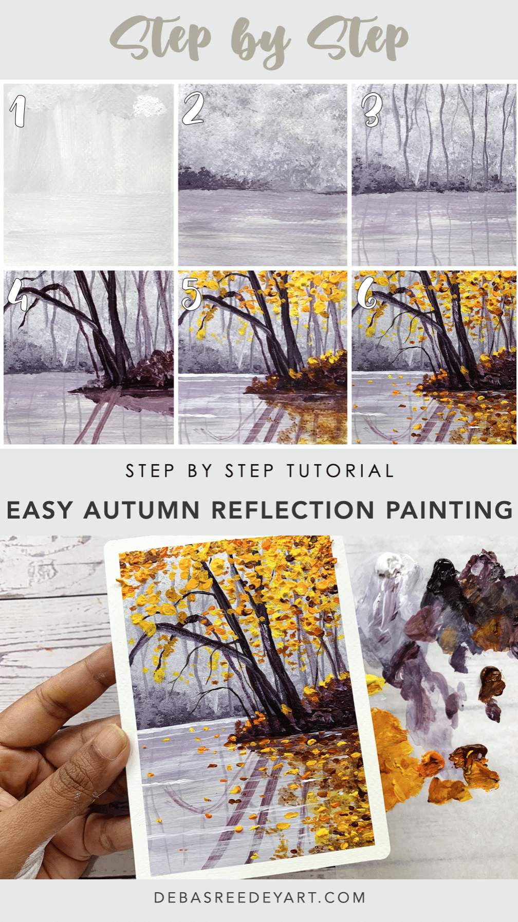 Easy Fall Landscape Reflection: A Step-by-Step Fall Painting Tutorial for Beginners - Debasree ...